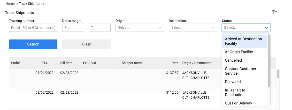 Defining your shipment status